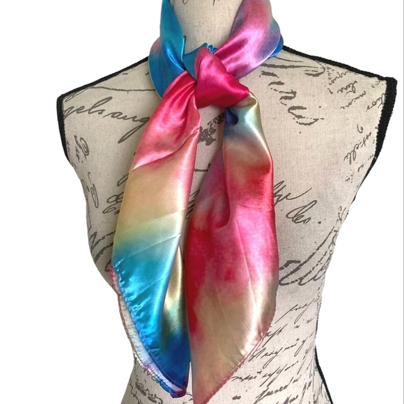 Boutique | Accessories | 23 Boho Square Satin Oversized Scarf Blue ...